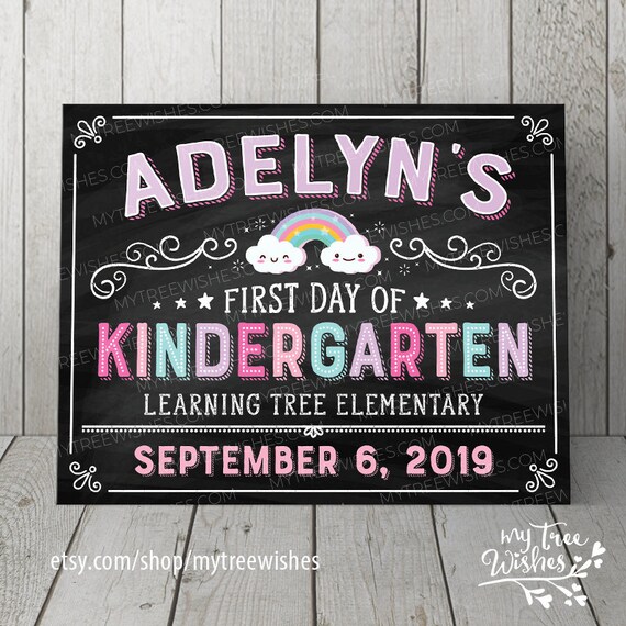 Rainbow First Day of School Chalkboard Sign 1st Day of - Etsy