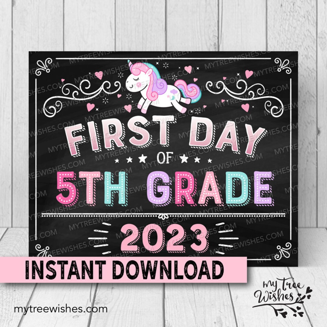 Unicorn First Day of School Sign Fifth Grade Sign First Day of School ...