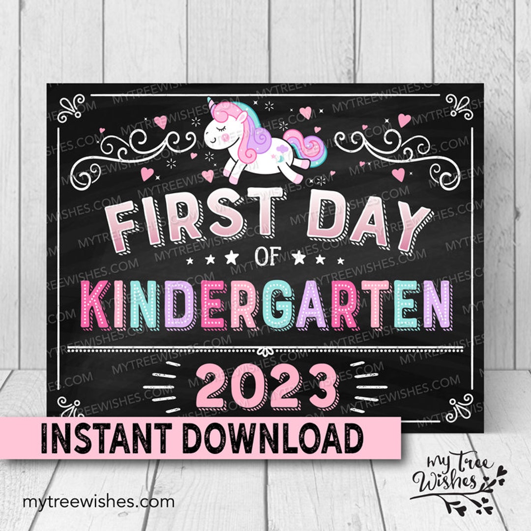 Unicorn First Day of Kindergarten Sign First Day of Kindergarten First ...