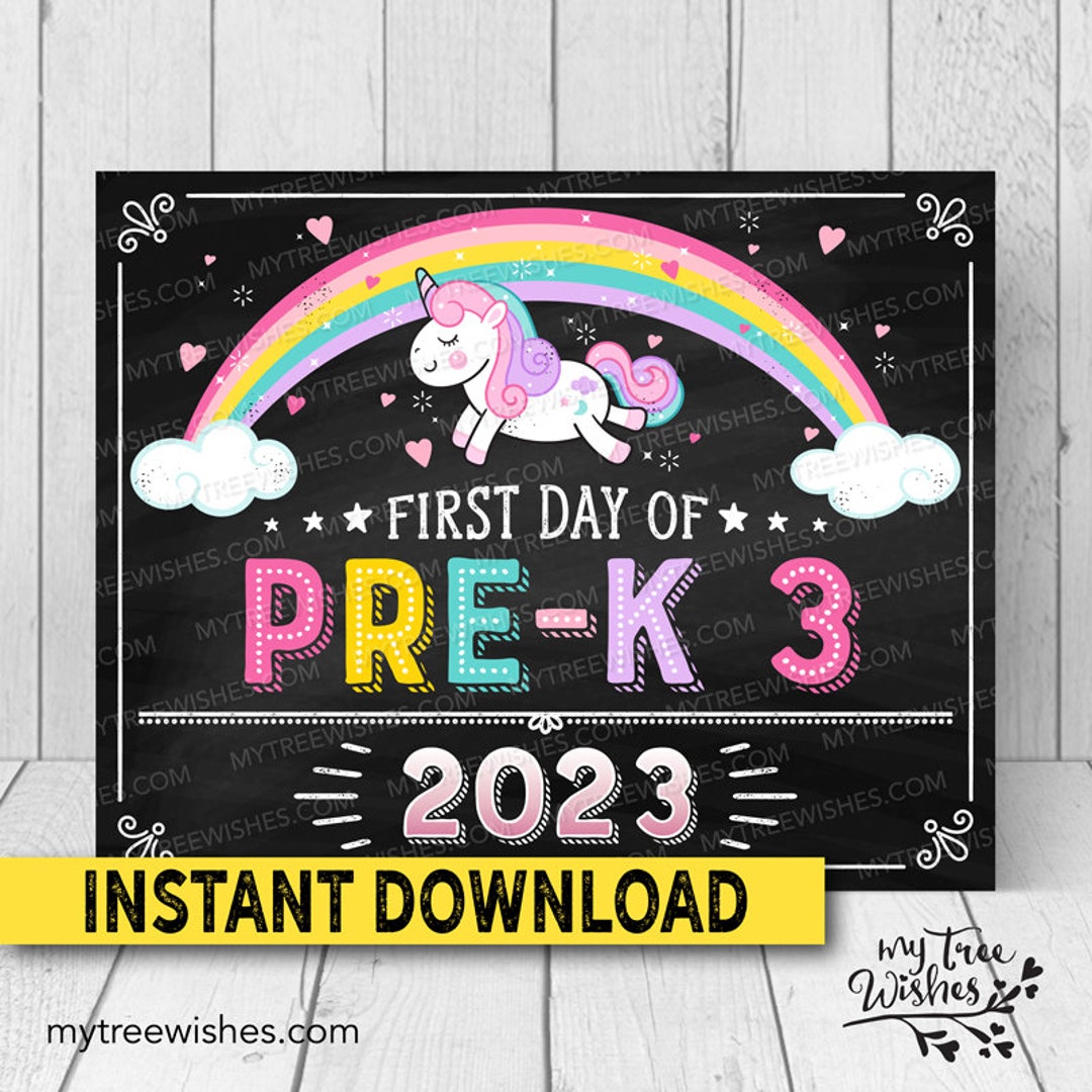 First Day of Prek Sign First Day of Pre-k Sign First Day of Pre-k 3 ...