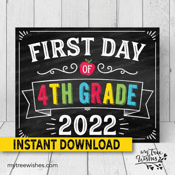 First Day of School 4th Grade Chalkboard First Day of School - Etsy