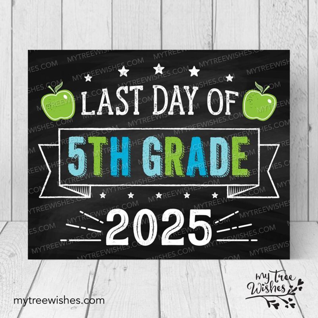 Last Day of School Chalkboard Sign, Last Day of School Printable, Last ...