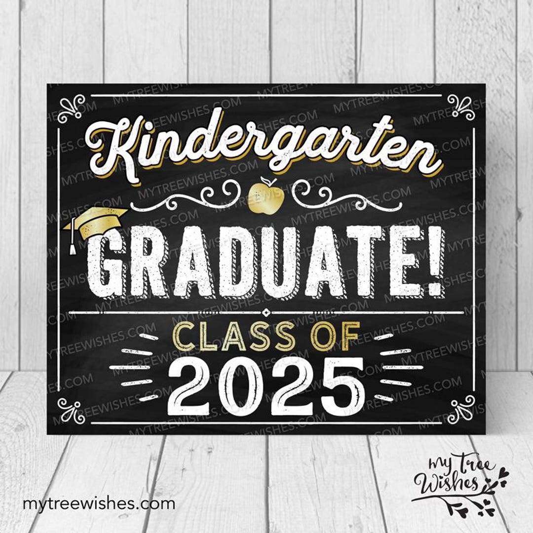 Last Day of Kindergarten Chalkboard Printable - Kindergarten Graduation ...