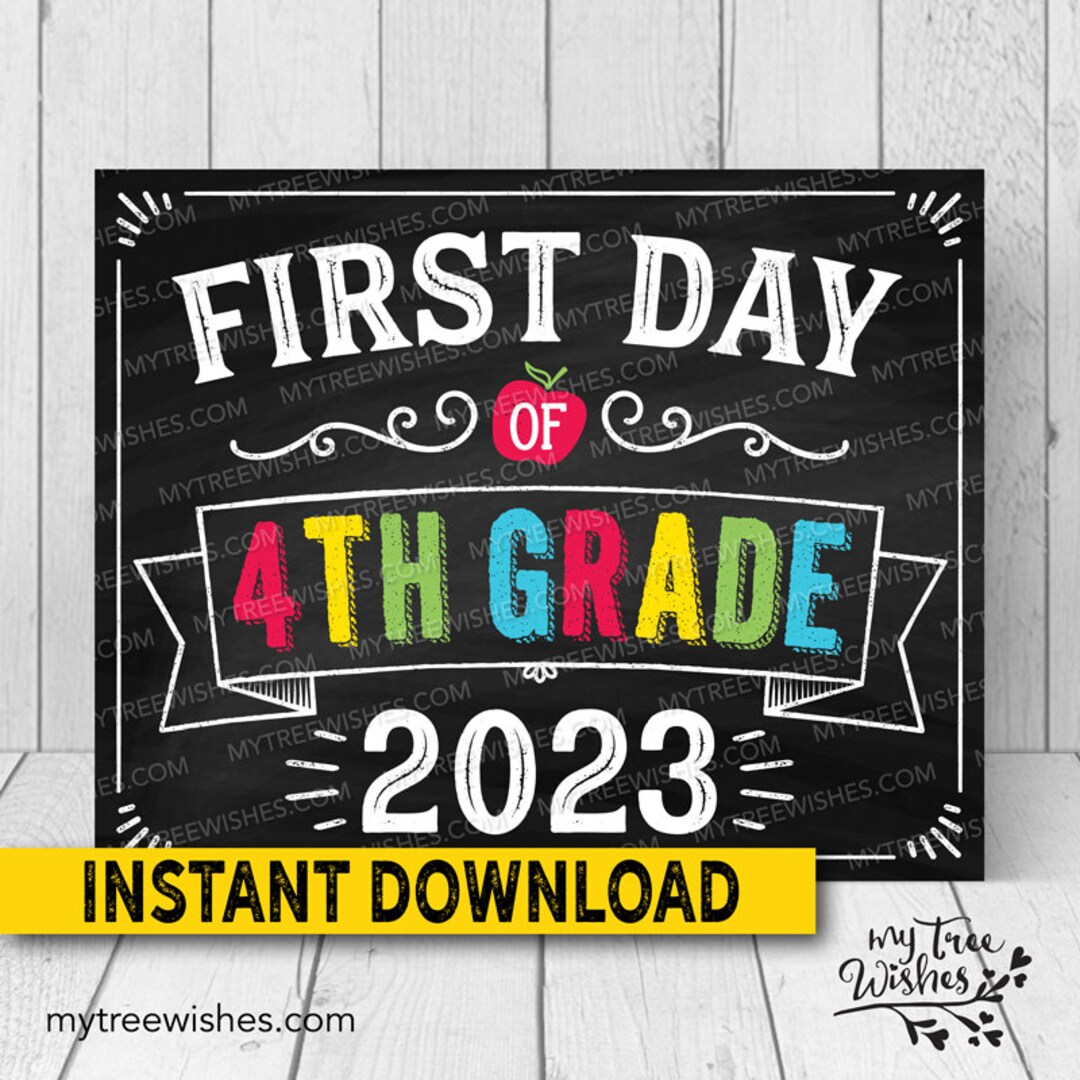 First Day of School 4th Grade Chalkboard First Day of School - Etsy