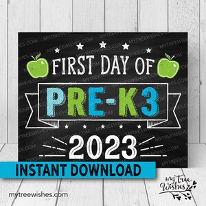 First Day of Pre-k Sign, First Day of Preschool Chalkboard, First Day ...