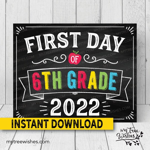 First Day Sixth Grade Sign - Etsy