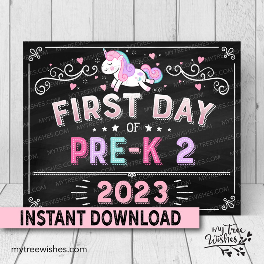 Unicorn First Day of Prek Sign First Day of Pre-k First Day of Pre-k 2 ...