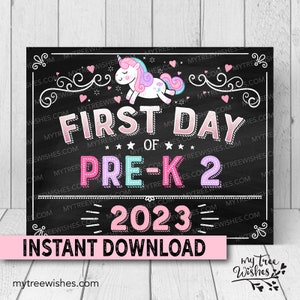 Unicorn First Day of Prek Sign First Day of Pre-k First Day of Pre-k 2 ...