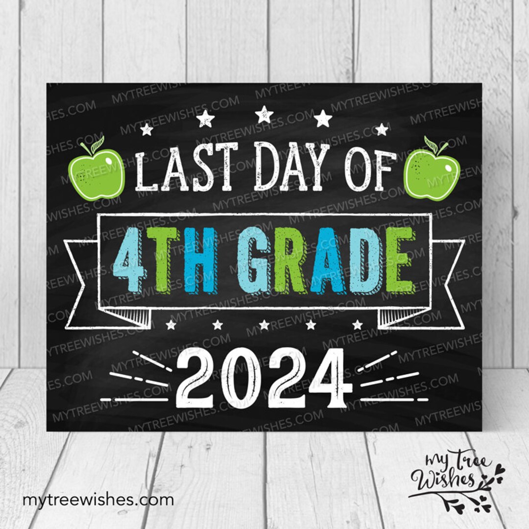 Last Day of 4th Grade Sign, Last Day of School Chalkboard, Last Day of ...