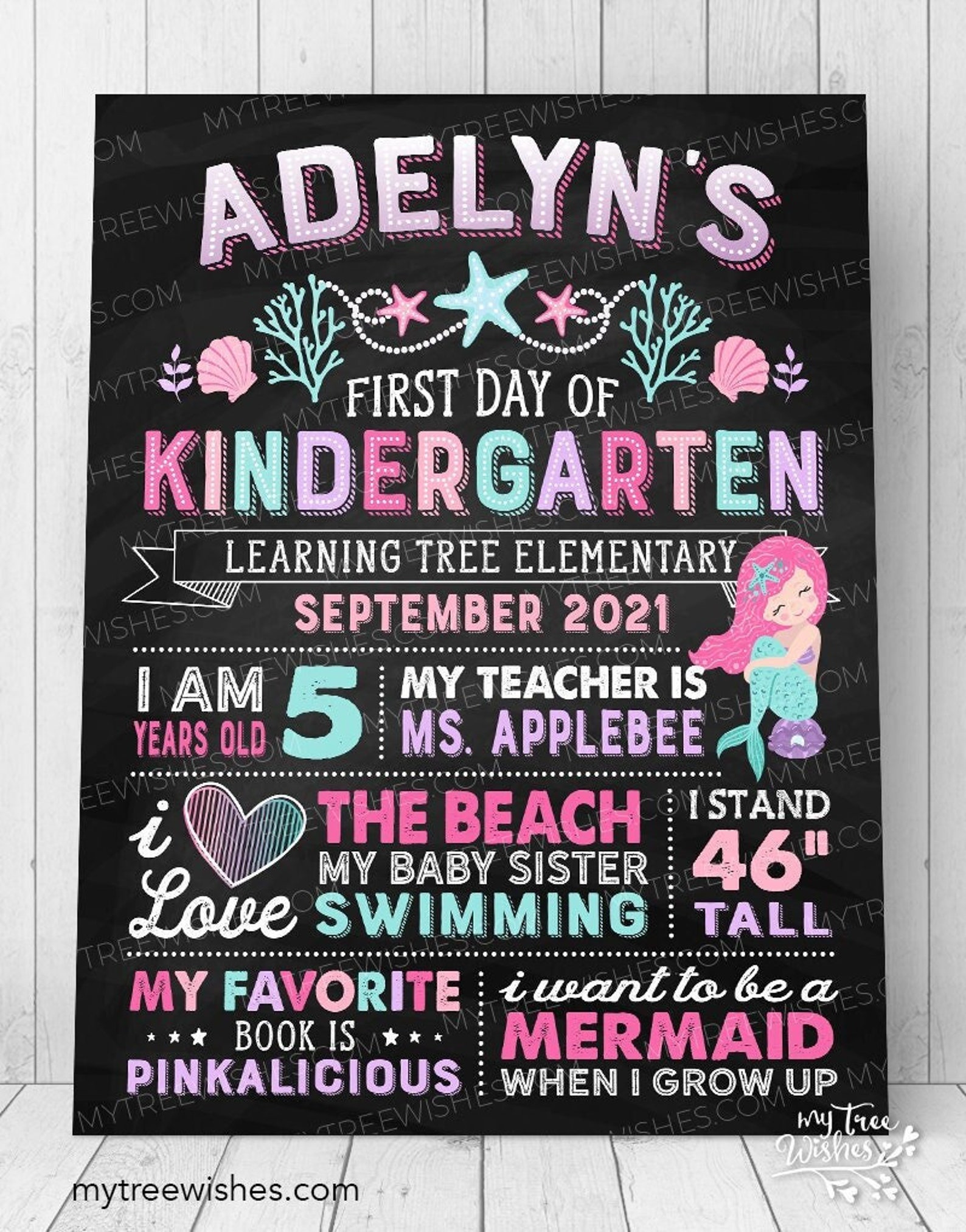 Mermaid First Day of School Sign - 1st Day of School Sign - Back to ...