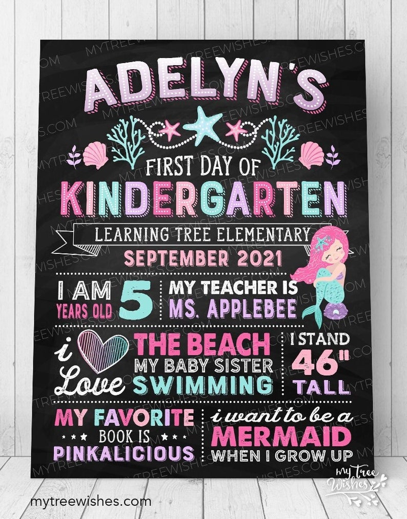 Mermaid First Day of School Sign - 1st Day of School Sign - Back to ...