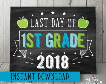 Last Day of 1st Grade Sign Printable Girl Last Day of 1st