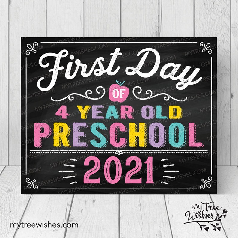 First Day of Preschool Sign First Day of 4 Year Old - Etsy