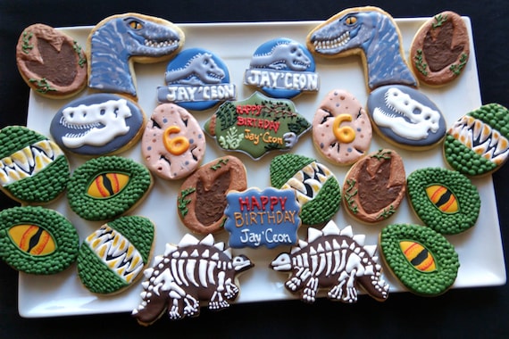 24 Jurassic Dinosaur Themed Cookies | Etsy