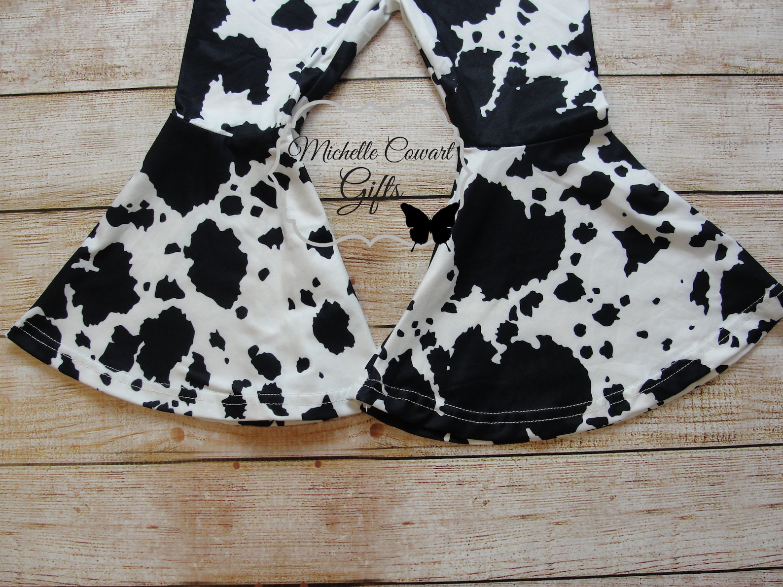 Girls Cow Pants, Cow Print Bell Bottoms, Cow Birthday Pants, Farm Theme ...
