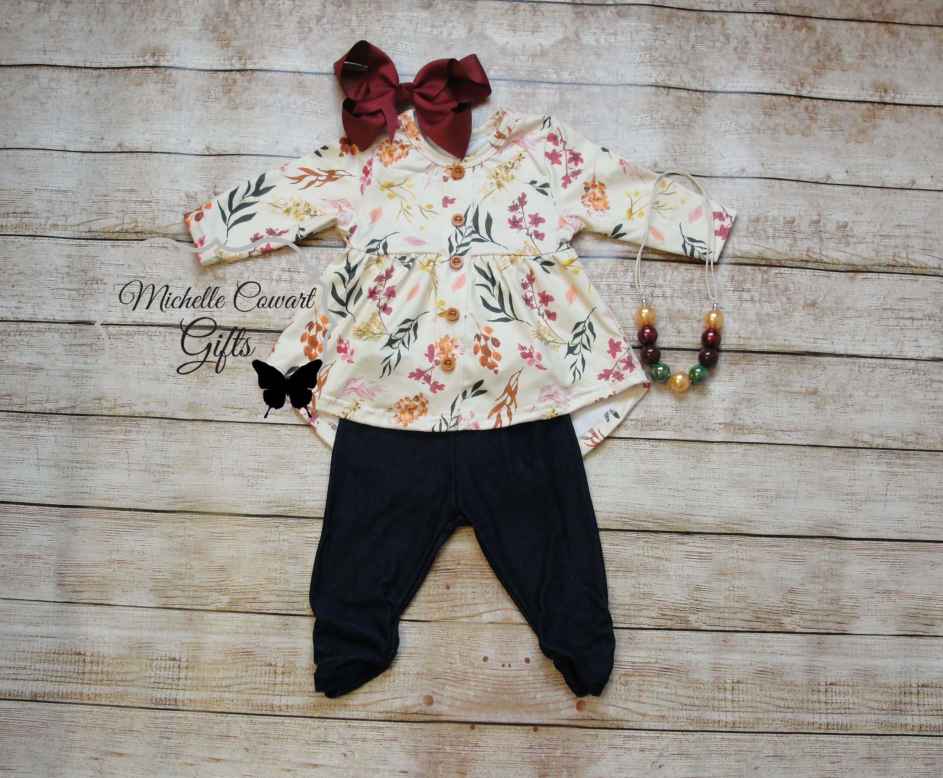 Girl Floral Outfit, Girls Fall Outfit, Girls Outfit, Toddler Outfit 3M ...