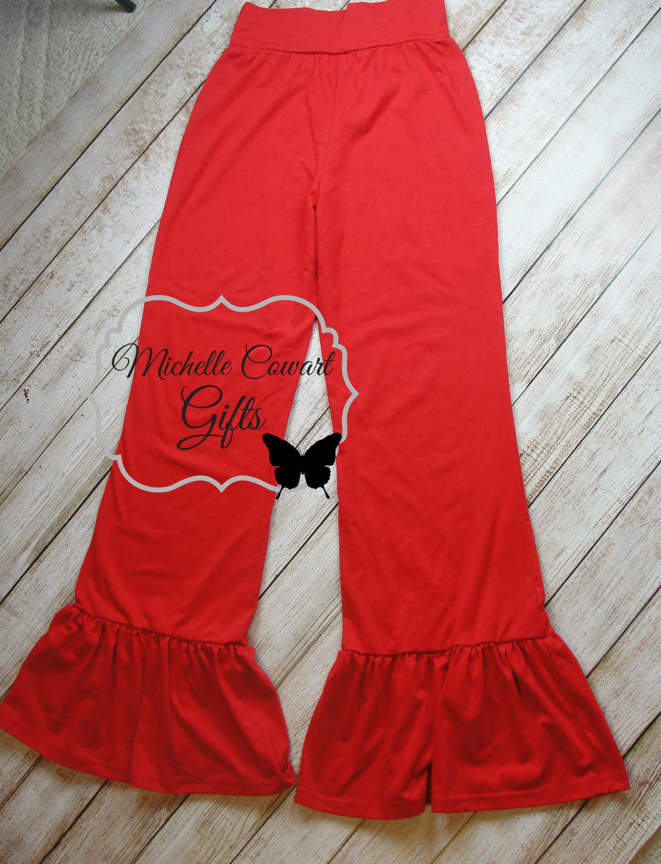 Women Ruffle Pants Ladies Juniors Navy Black Gray Wine Red | Etsy