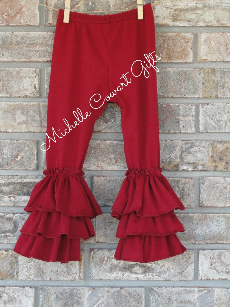 Black Triple Ruffle Pants Red Denim Pink Gray Charcoal Brown | Etsy