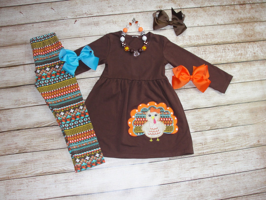 Girls Turkey Outfit, Girls Thanksgiving Outfit, Aztec Leggings Outfit ...