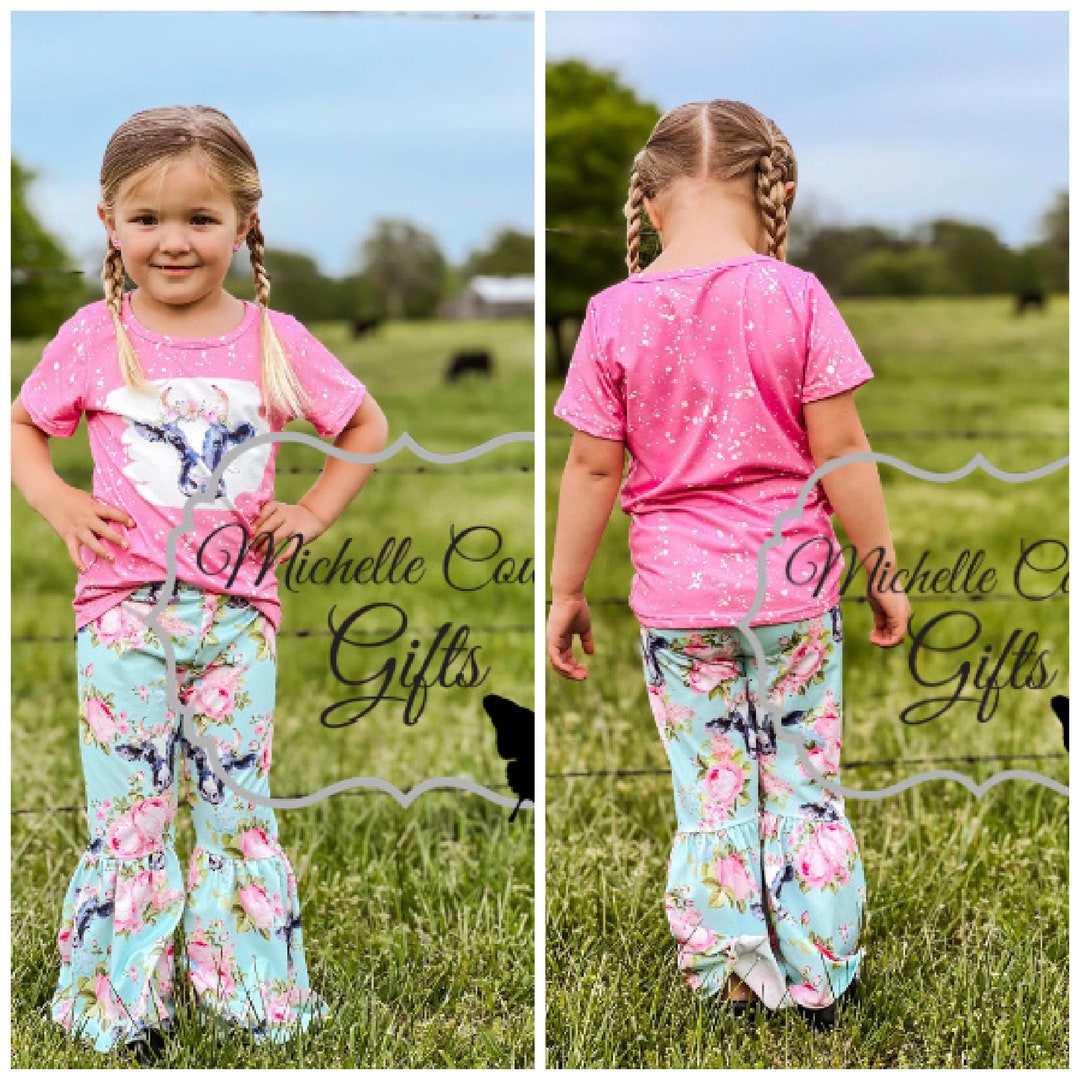 Girls Cow Outfit, Girls Cow Outfit, Girls Cow Set, 12M 18M 2T 3T 4T 5/6 ...