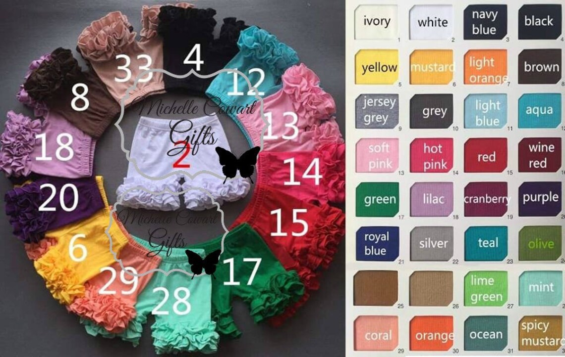 Girls Shorts Icing Shorts Ruffle Short Red Black White Hot Pink Purple ...