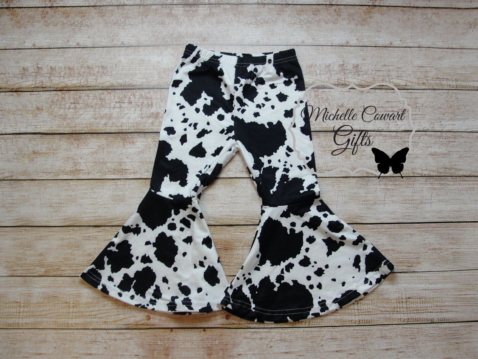 Girls Cow Pants, Cow Print Bell Bottoms, Cow Birthday Pants, Farm Theme ...