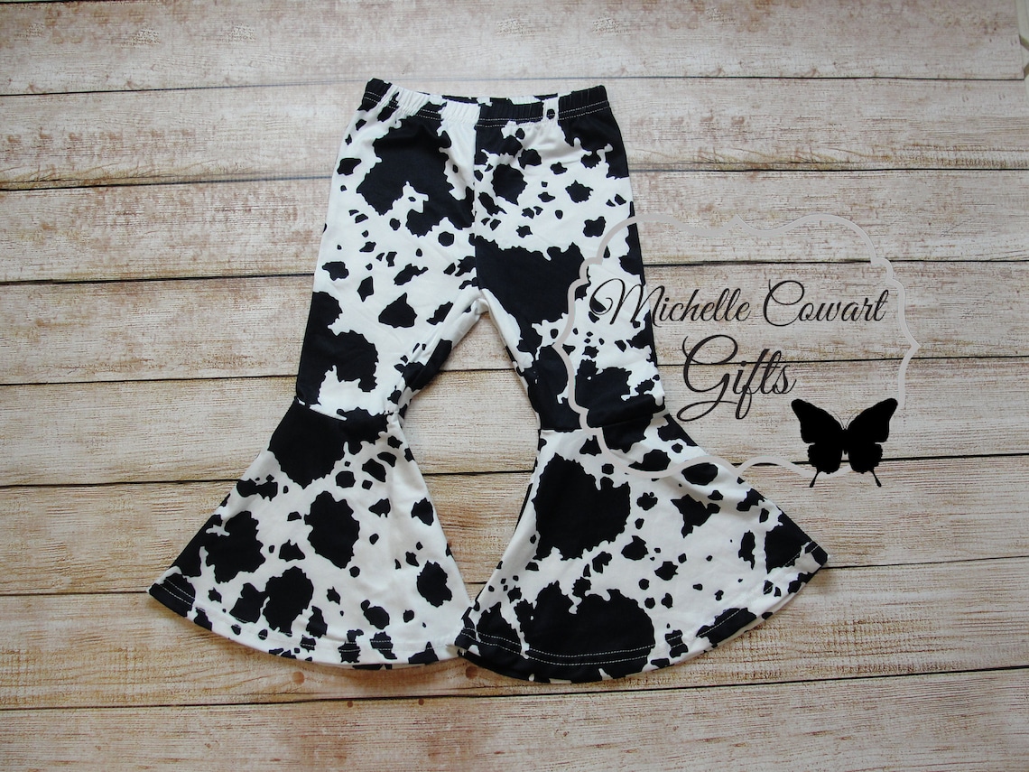 Girls Cow Pants Cow Print Bell Bottoms Cow Birthday Pants - Etsy