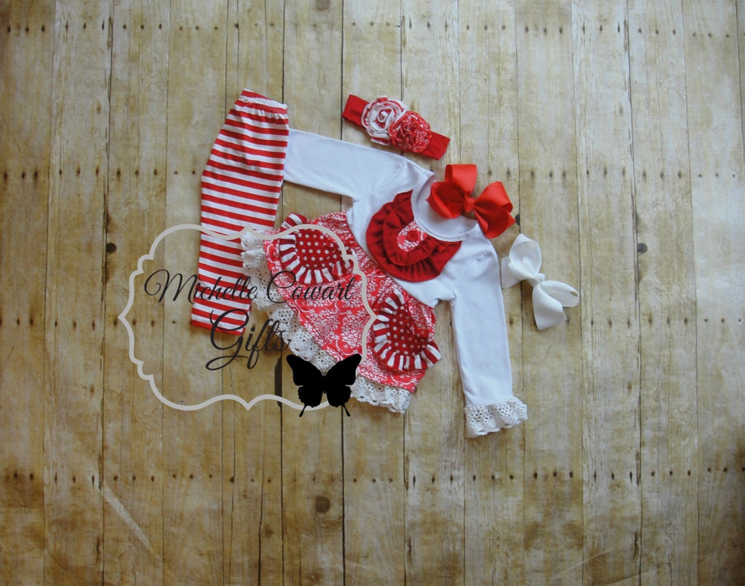 Girls Red Outfit, Girls Red Stripe Outfit, Red Set Leggings Girls ...