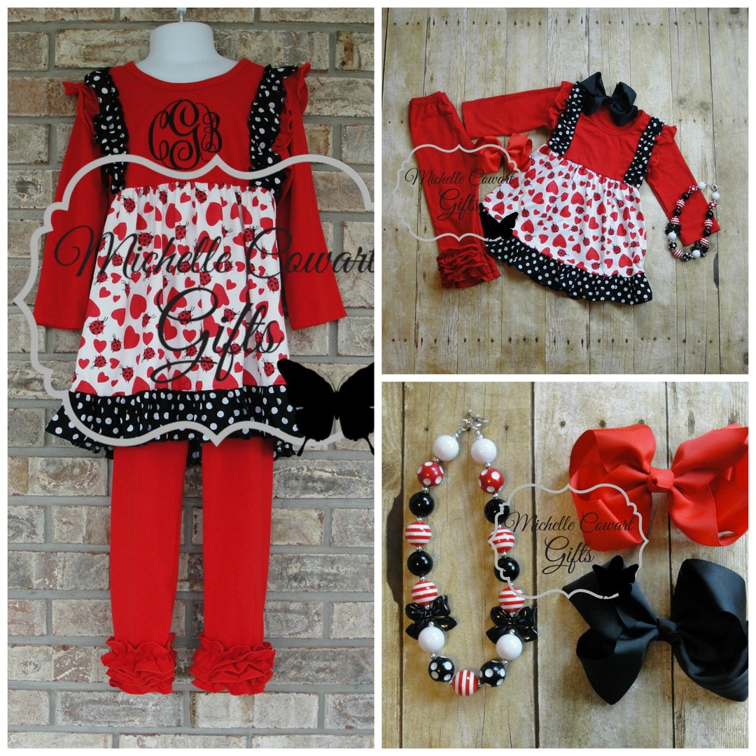 Ladybug Outfit, Red Icings Set Hearts Ladybug Design Fall Outfit ...