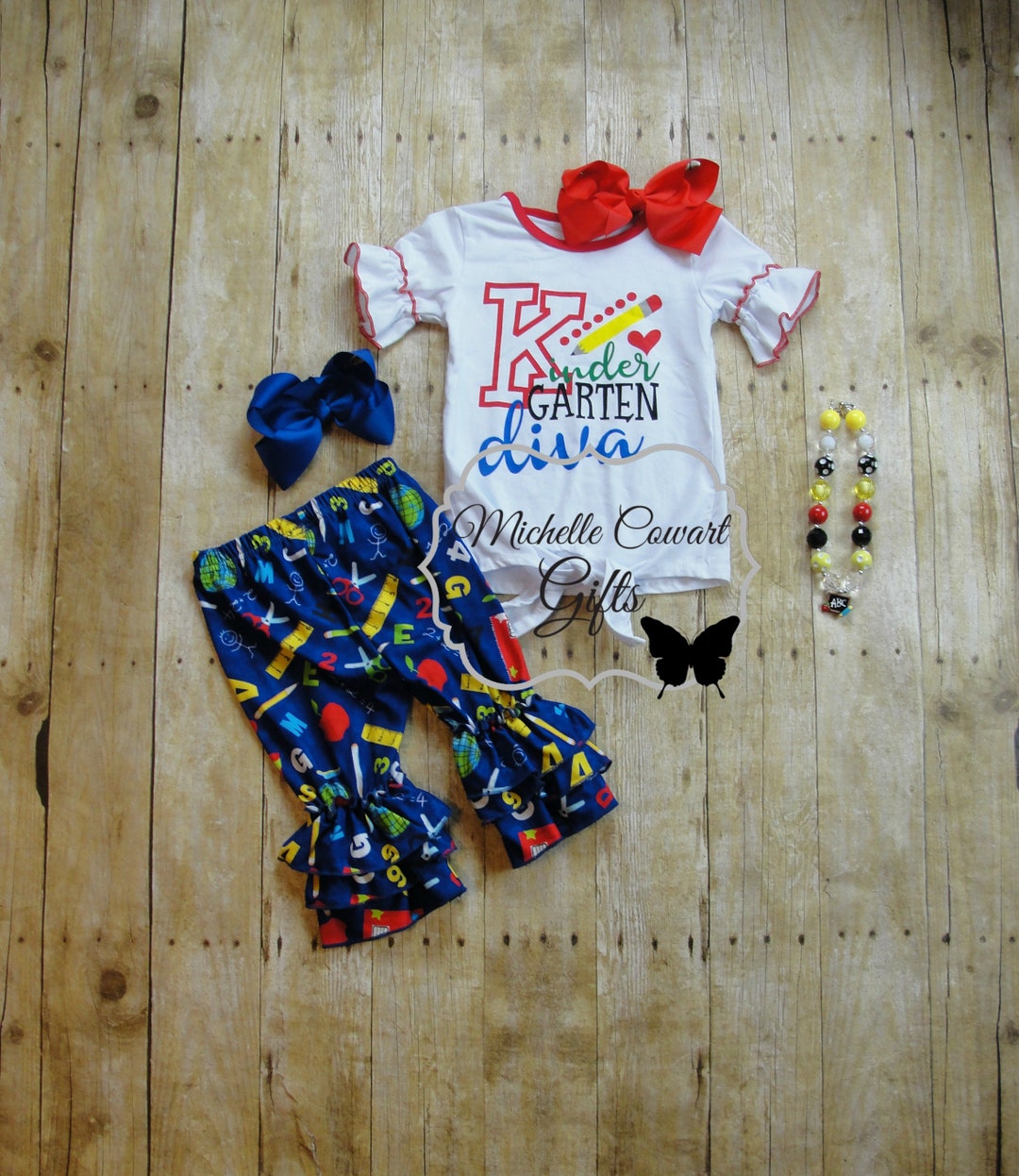 Girls Kindergarten Diva Outfit, Girls Kindergarten Outfit, 3, 4, 5, 6 ...