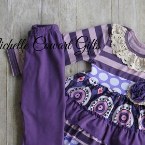 Girls Purple Outfit Purple Set Ruffle Pants, Girls Fall Outfit, 9M, 12M ...