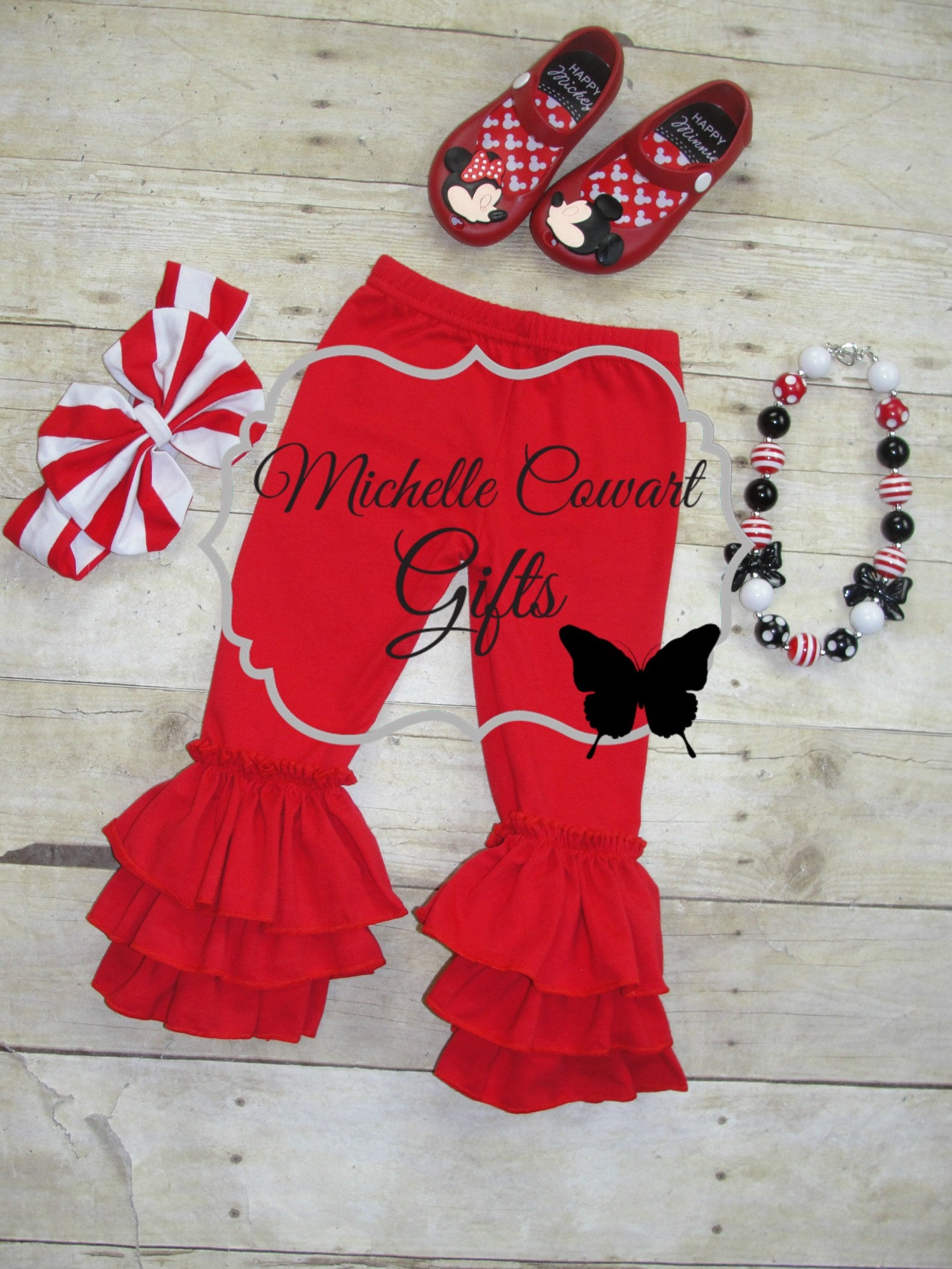 Black Triple Ruffle Pants Red Denim Pink Gray Charcoal Brown - Etsy