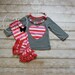 Valentine's Day Outfit, Pink Gray White Red Heart Monogram Outfit ...