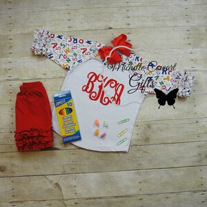 Back to School Raglan, Girls, Monogrammed Raglan, ABC Raglan ...