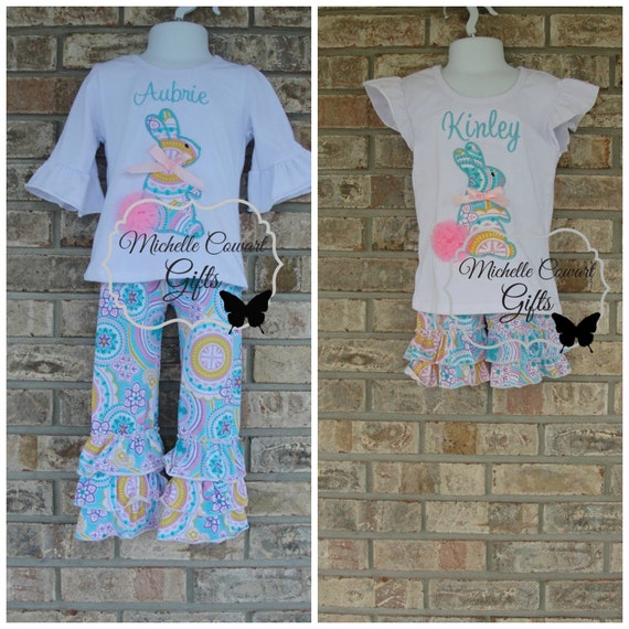 Easter Outfit Personalized Easter Outfit Ruffle Pants Floral - Etsy