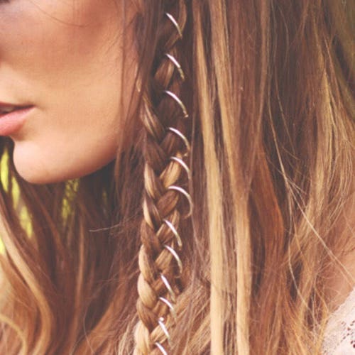 Silver Hair Rings W/ Turquoise Wooden Beads Braid Rings Braid | Etsy