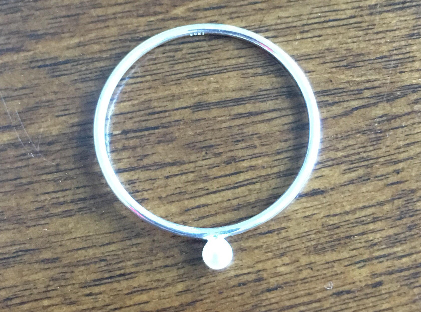 Sterling Silver Stacking Ring with Freshwater Pearl Thumb | Etsy