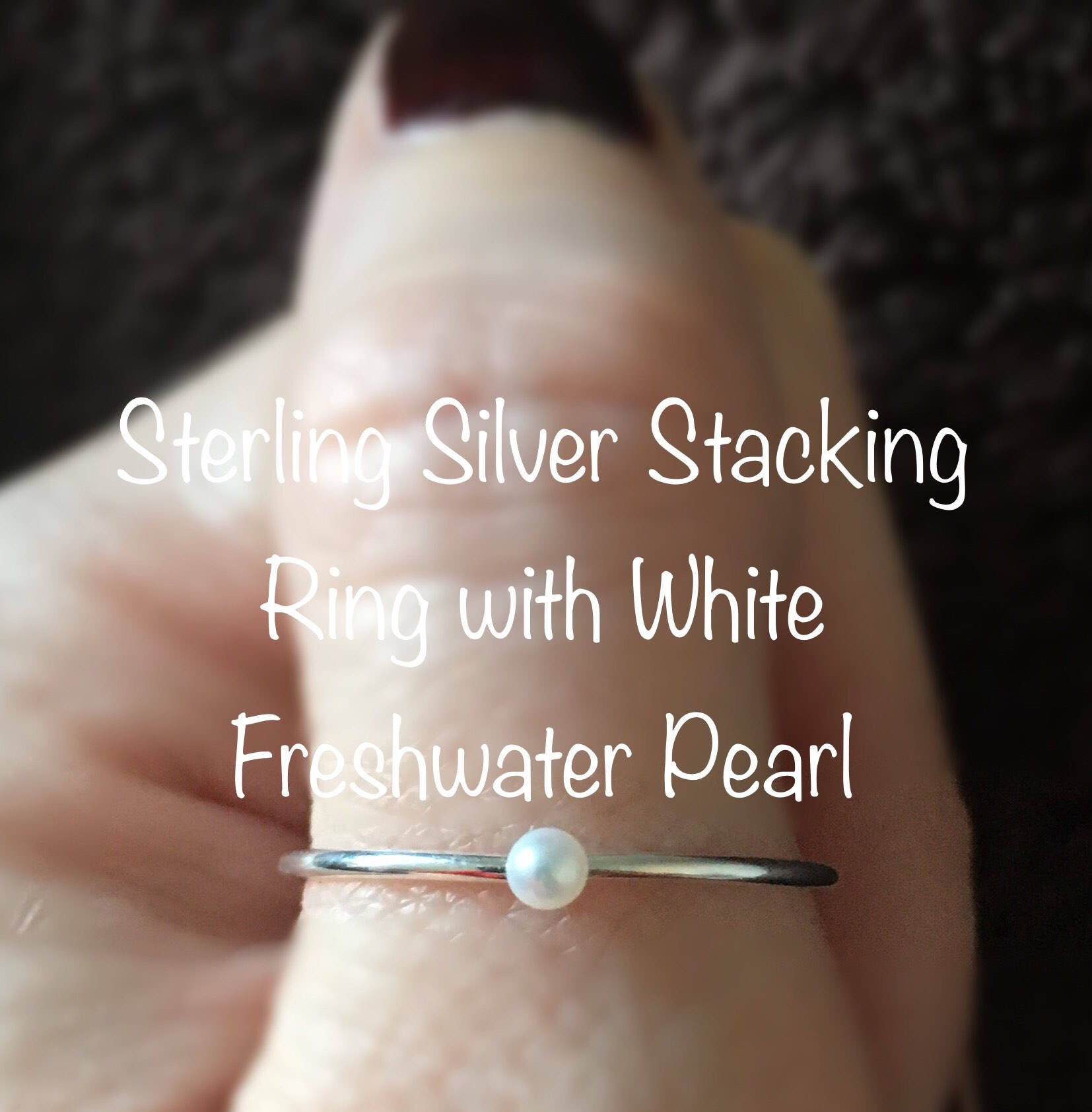 Sterling Silver Stacking Ring with Freshwater Pearl Thumb | Etsy