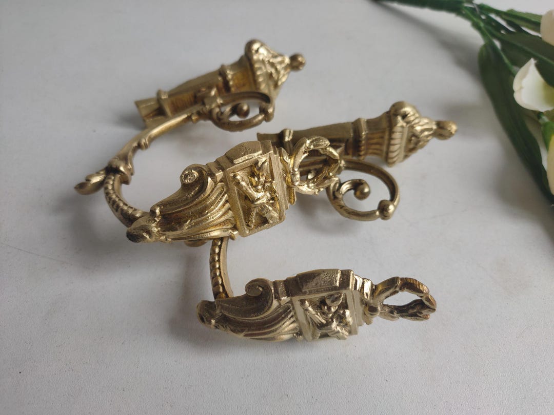 French Antique, Louis XVI, Pair of Bronze Tie Backs, Ornate Hold Backs ...
