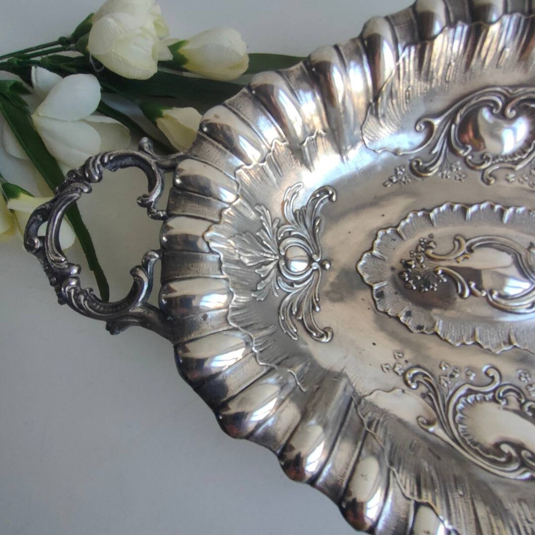 French Antique, Louis XV / Rococo Style, Silver Plated Footed Dish ...