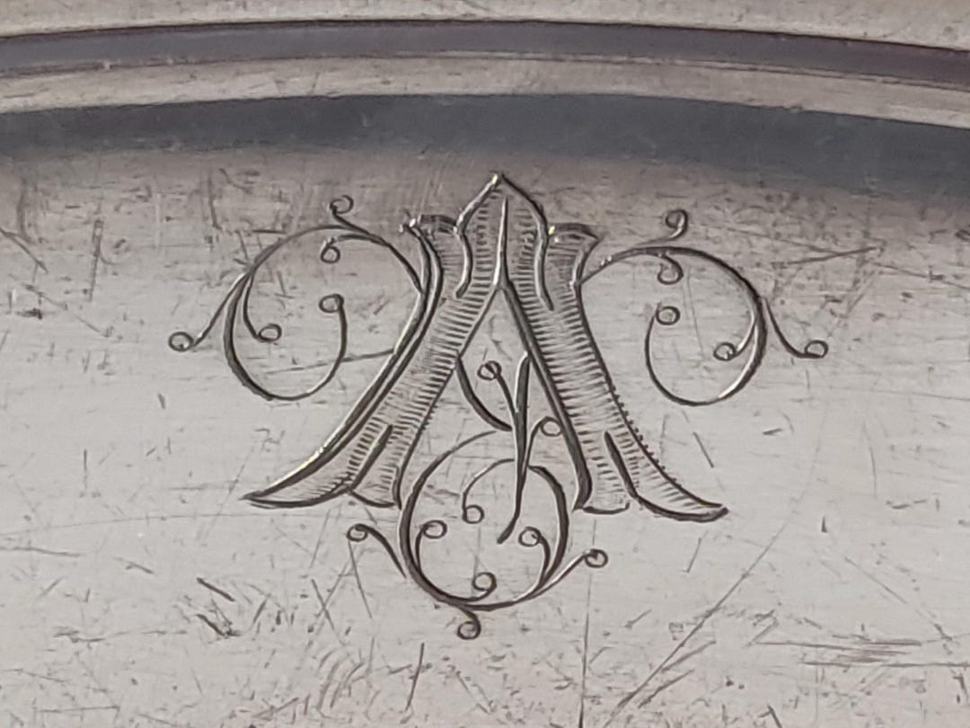 French Antique, Chateau Serving Plate, Eugene Potfer Round Silver ...