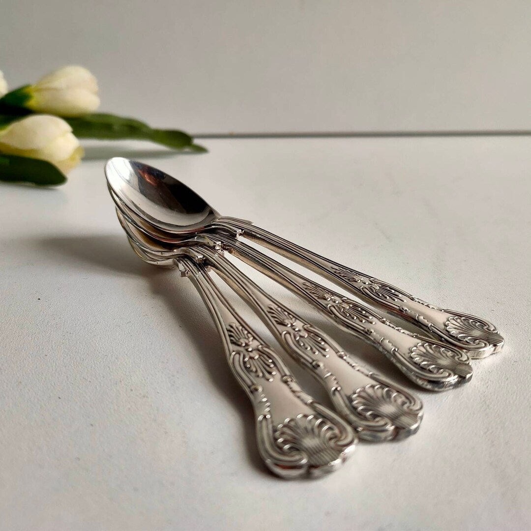 Set of 4 Silver Plated Tea Spoons E P N S Stamped Circa Mid - Etsy