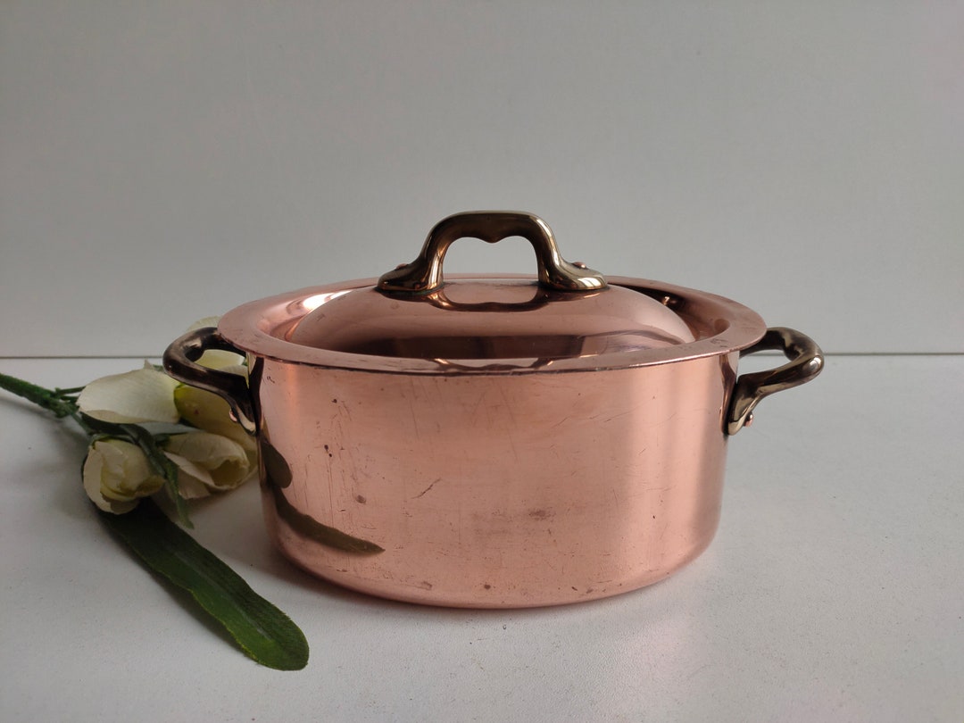 French Vintage Oval Copper Casserole With Lid, Made in France. - Etsy