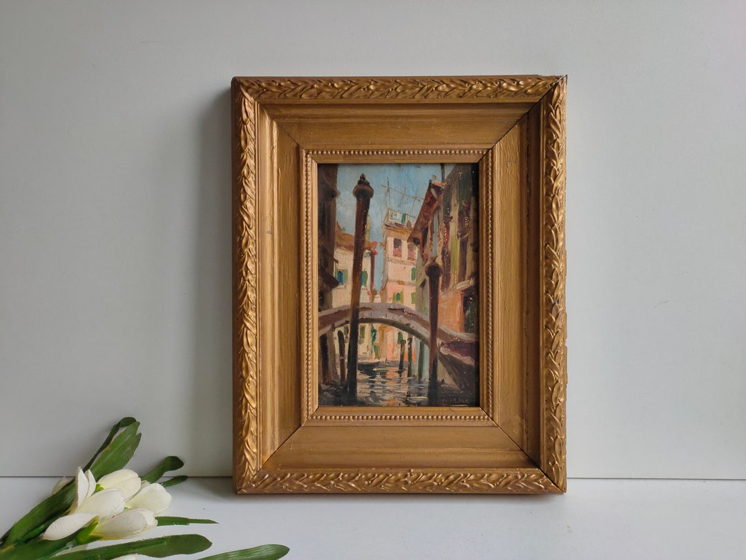 French Antique Oil on Board / Panel Painting of Venice, Signed and ...