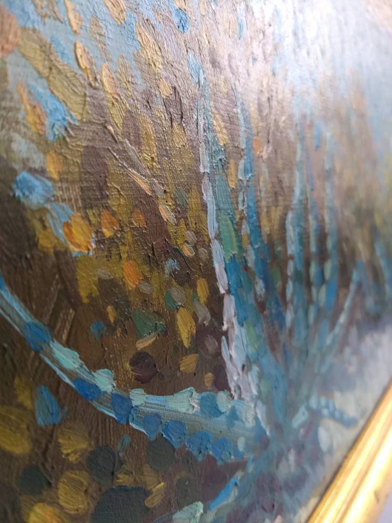 French Vintage Pointillist Style Landscape Painting on Canvas - Etsy