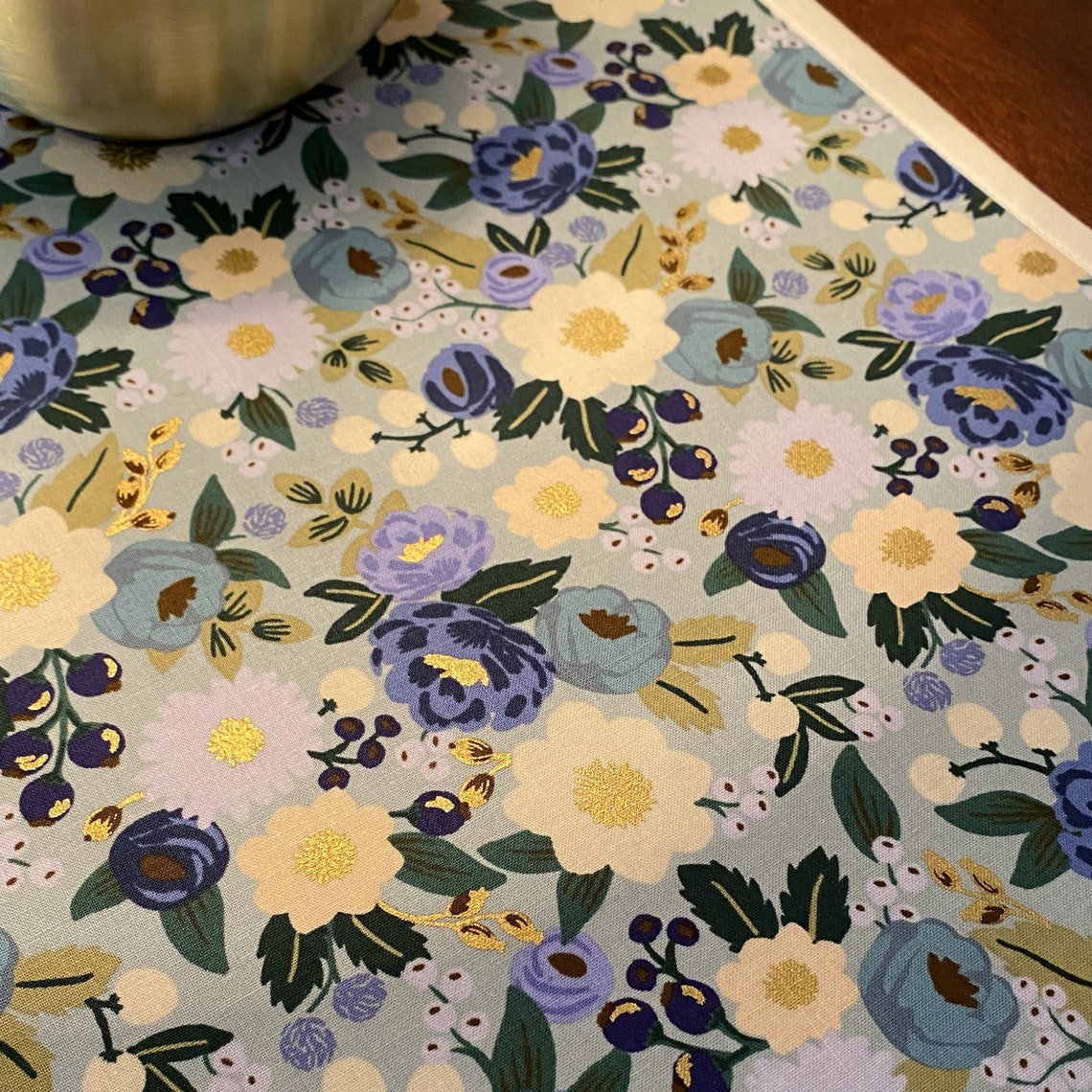Rifle Paper Co. Table Runner: Vintage Blossom Mint Floral, Cotton+steel ...