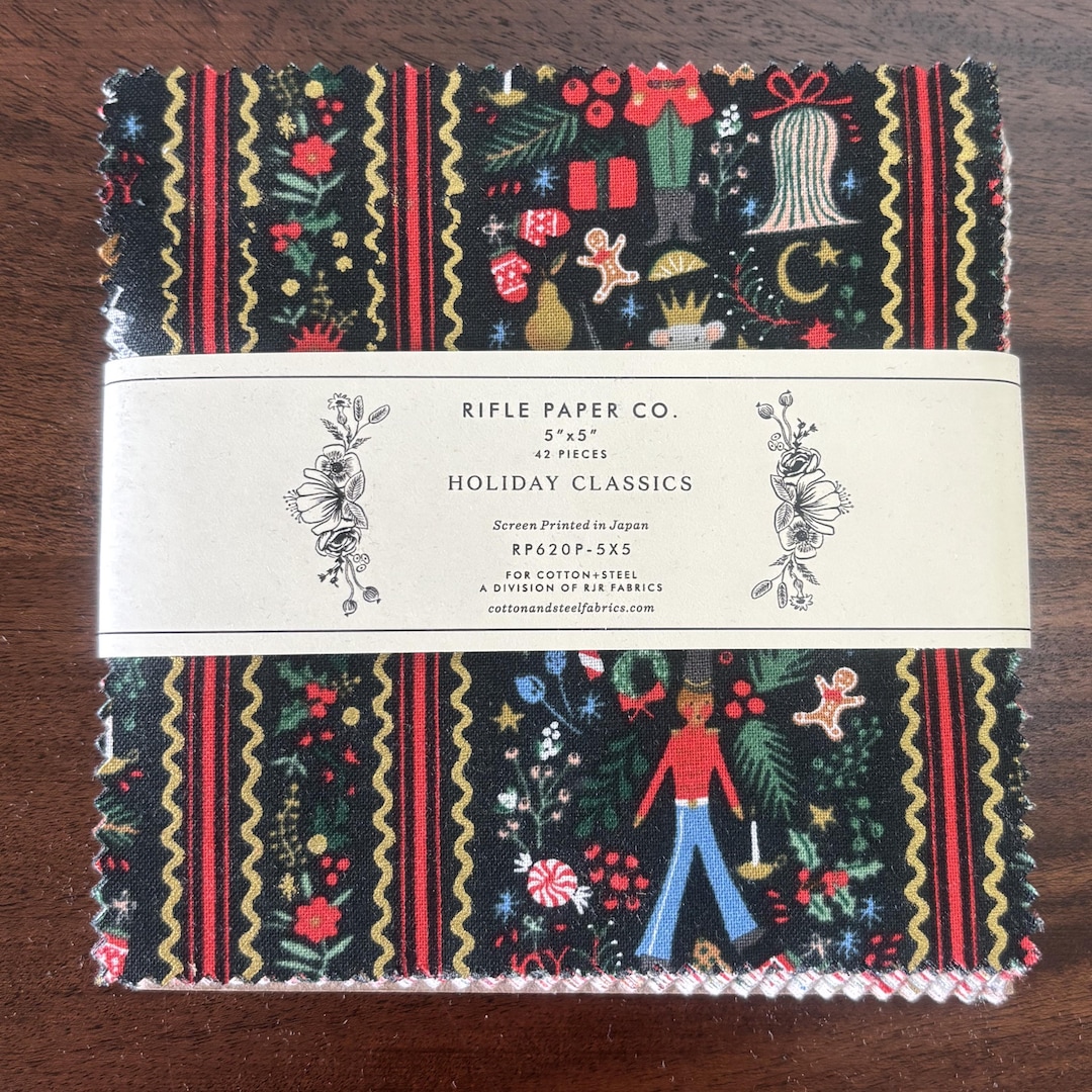 Rifle Paper Co. Holiday Charm Pack: Metallic Christmas Fabric - Etsy