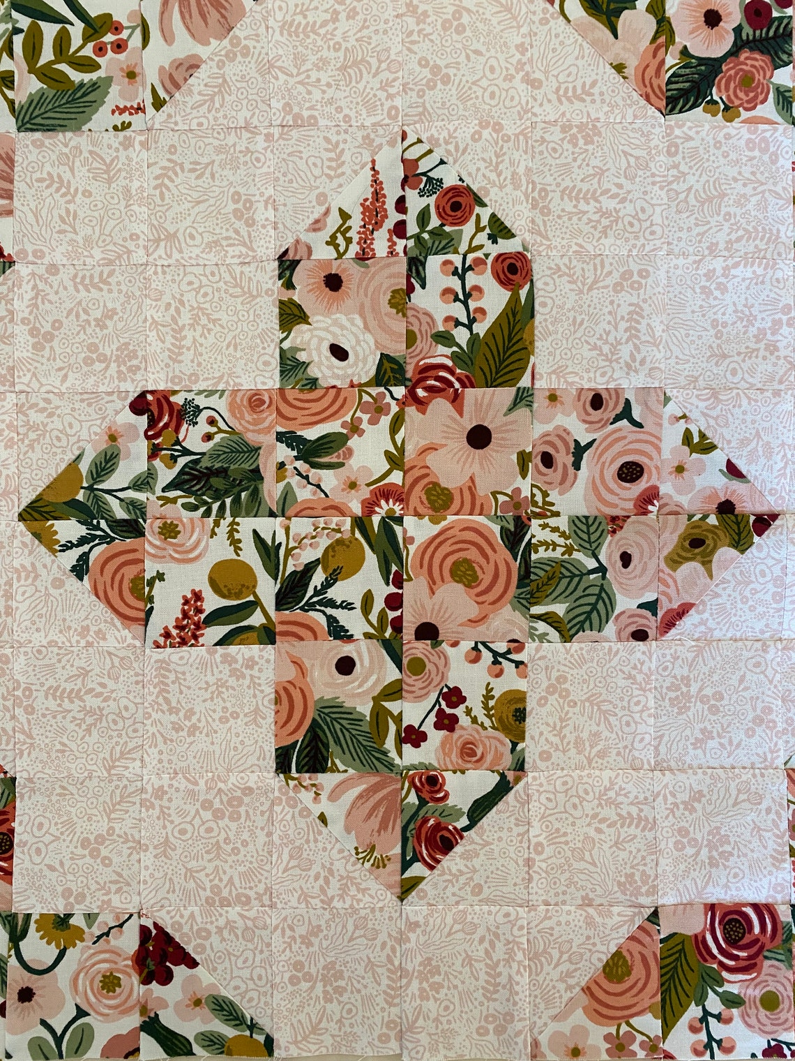 Dogwood Quilt Block Rifle Paper Fabric Blush Tapestry Lace and Rose ...