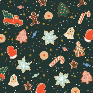 Rifle Paper Co. Christmas Cookies in Evergreen Metallic Quilting Cotton ...