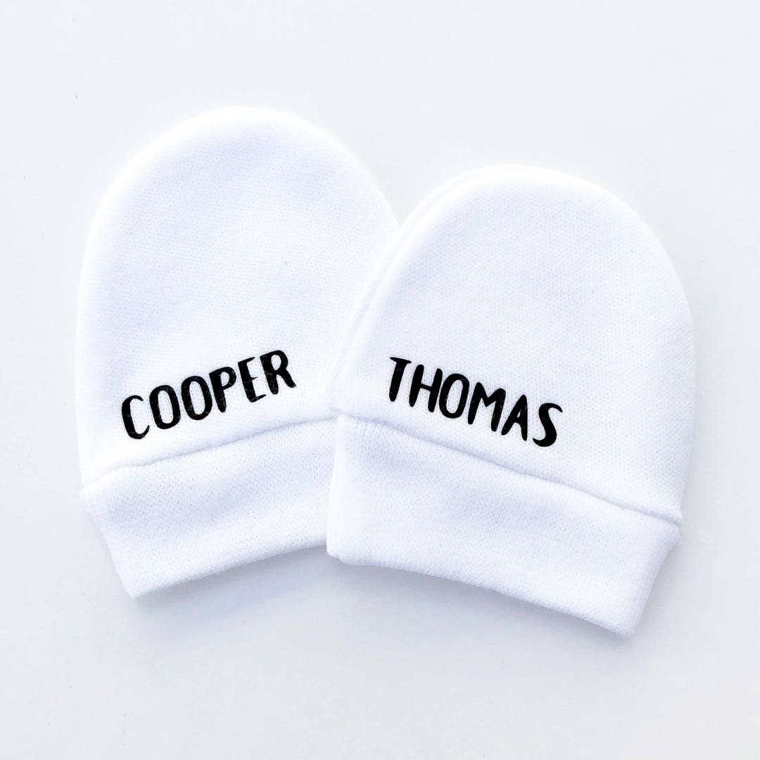 Custom Name Baby Mittens: Cotton No-scratch Gloves (0-6 Months) - Etsy UK